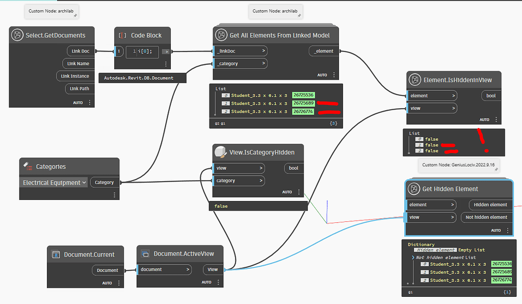 Unhide elements from linked model - Revit - Dynamo