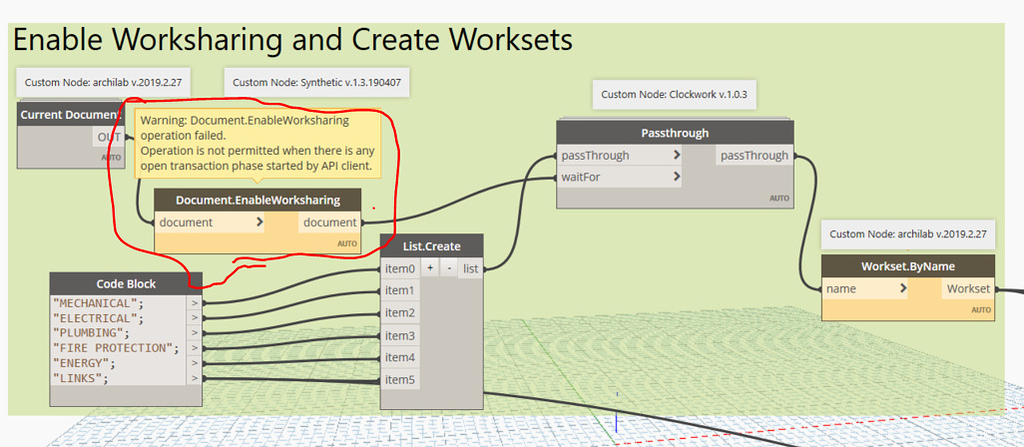 Open transaction error - Revit - Dynamo