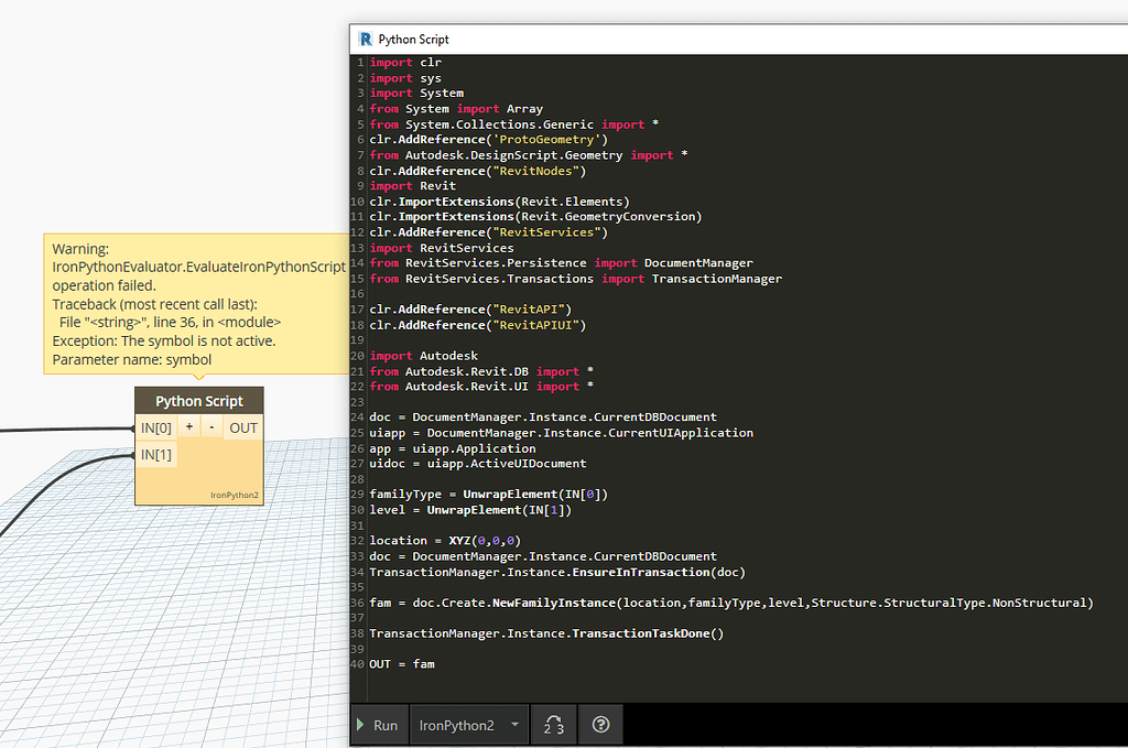 Python Dynamo - symbol is not active - Developers - Dynamo