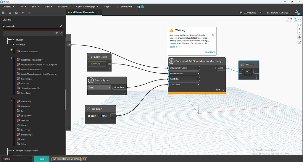 Add shared parameter error - Revit - Dynamo