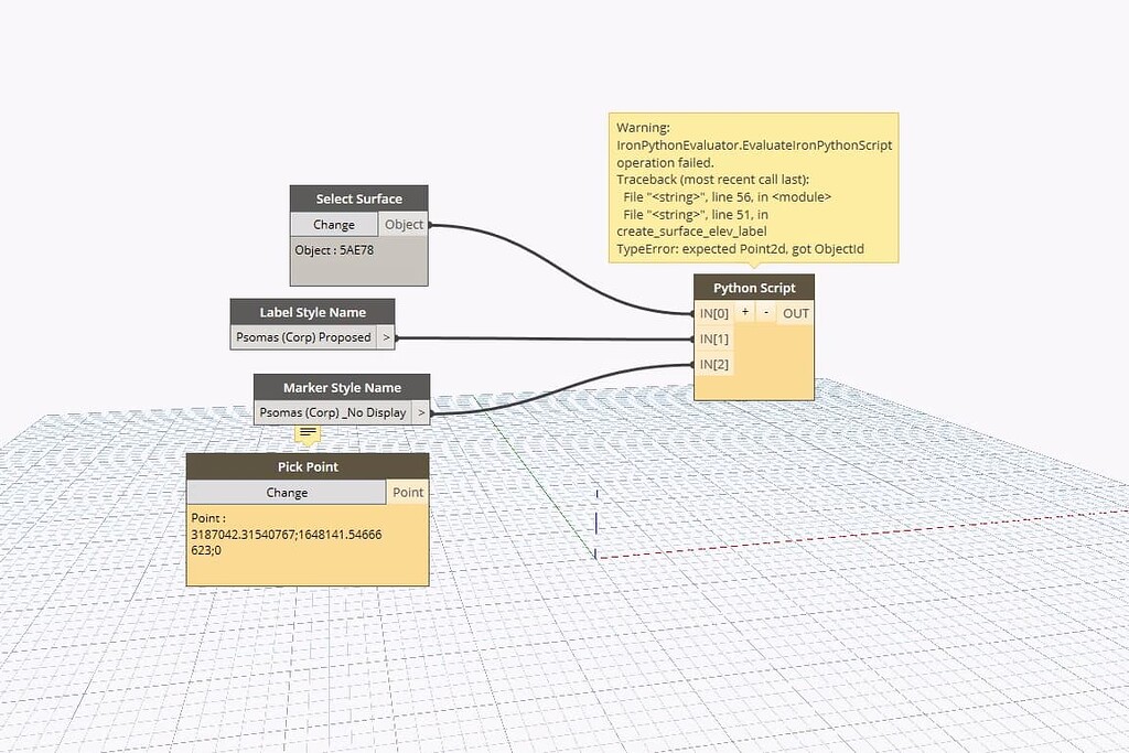 Surface Spot Elevation At Point (Civil3D) - Civil 3D - Dynamo