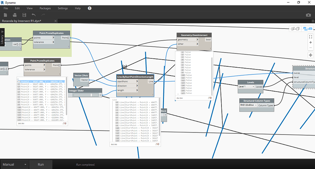 Split a curve at intersecting point - Geometry - Dynamo