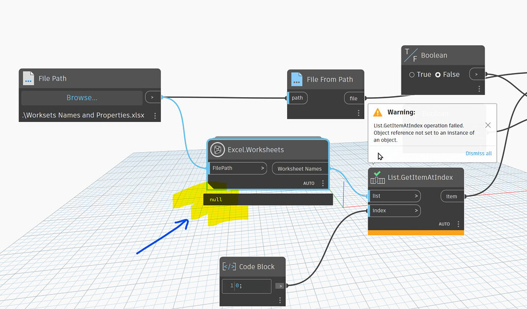 Excel.Worksheets node cannot read from Excel sheet - Revit - Dynamo