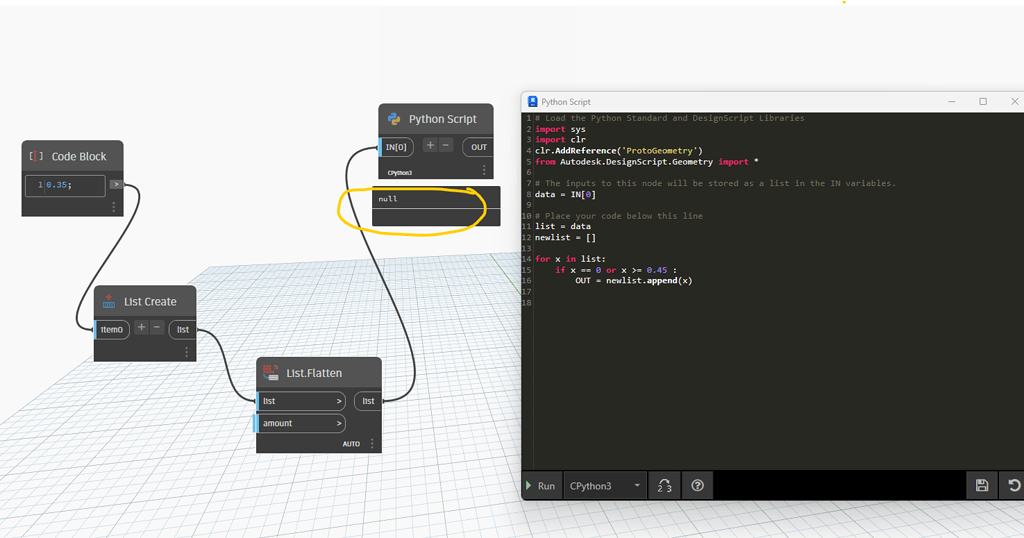 Null list problem with python - Revit - Dynamo