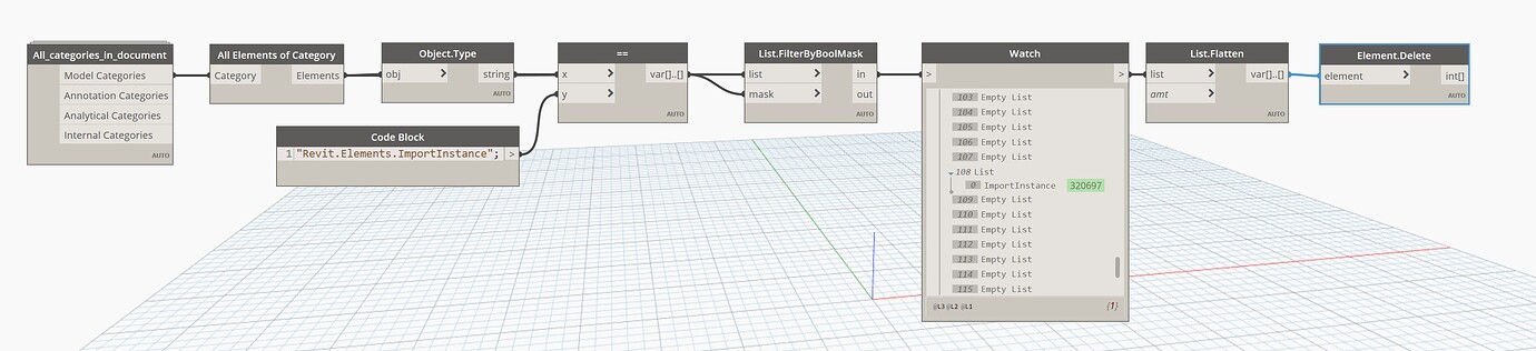 How to delete all imported cad/symbol in family in Revit by dynamo? - Revit - Dynamo