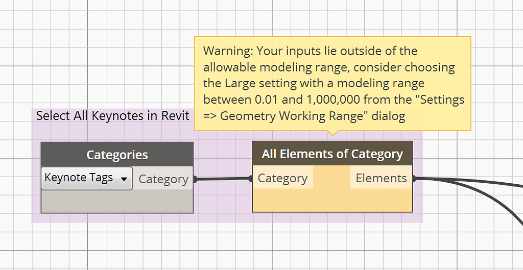 Keynote Tags and Allowable Modeling Range - Revit - Dynamo