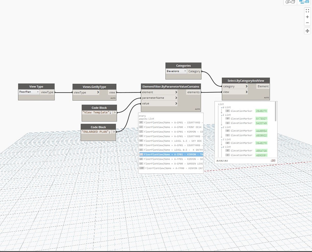 How to select the views on elevation markers - DesignScript - Dynamo