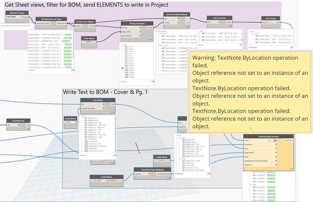 TextNote.ByLocation error, list stacking? - Lists-Logic - Dynamo