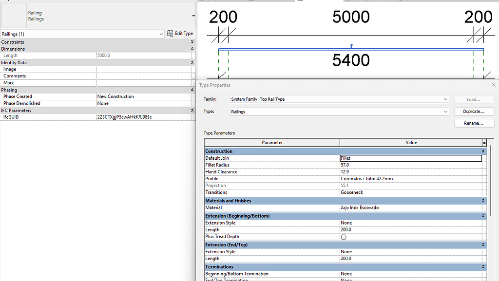 Add 'extension style: Length' to the total length of the railing - Revit - Dynamo