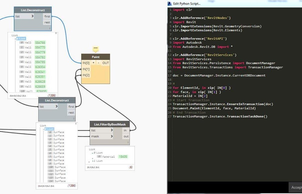 Material Paint Multiple Wall Surfaces - Lists-Logic - Dynamo