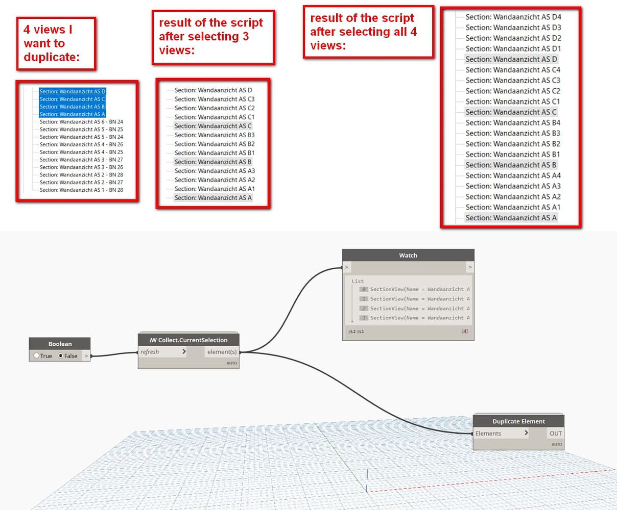 Duplicate multiple selected views - Revit - Dynamo