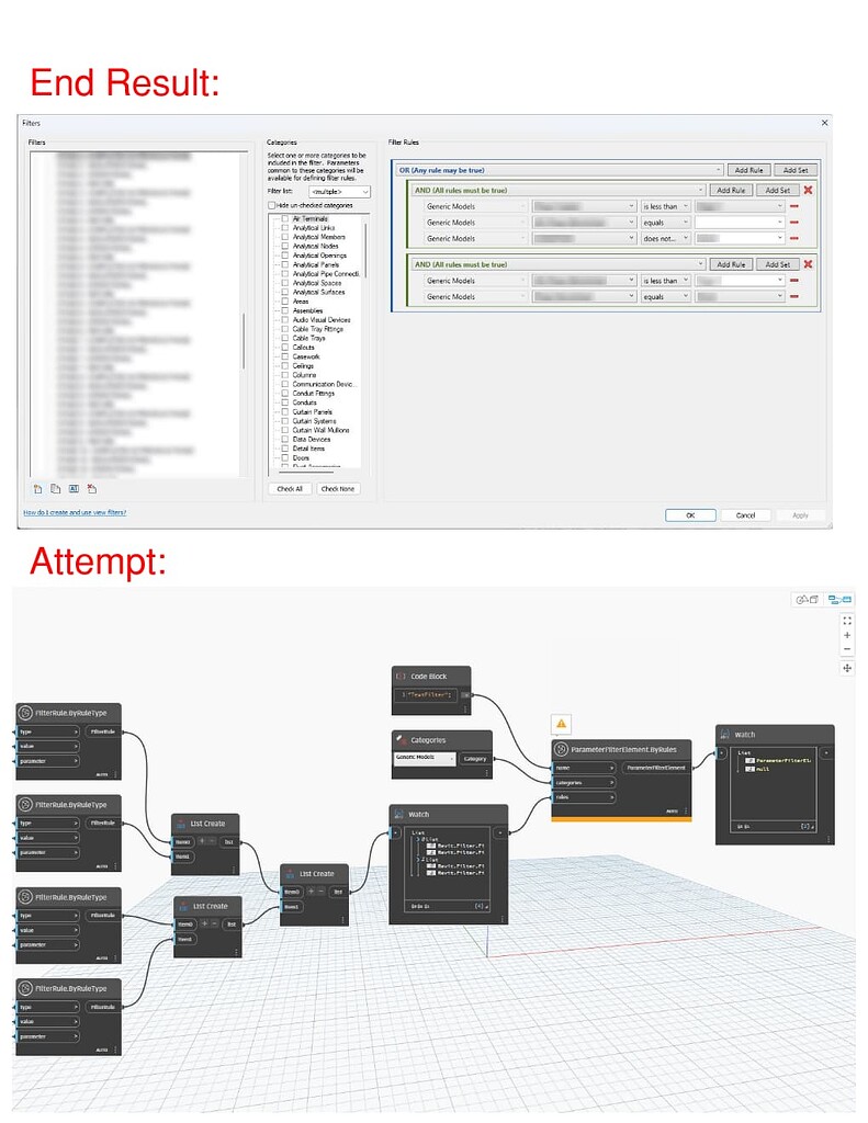 How to Create a Set of Rules for a View Filter - Revit - Dynamo