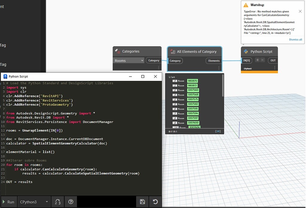 Cannot Calculate Geometry from Spatial Elements (Rooms) - Revit - Dynamo
