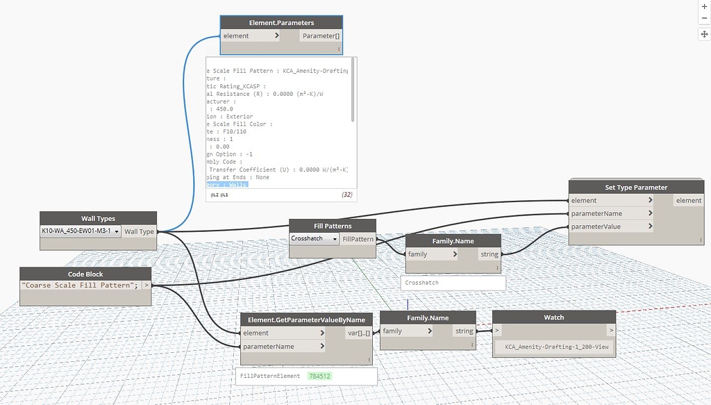 Modify wall Coarse Scale Fill Pattern - Revit - Dynamo