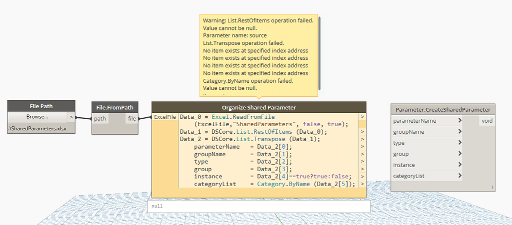 Create Shared Parameter Excel+Dynamo - Revit - Dynamo
