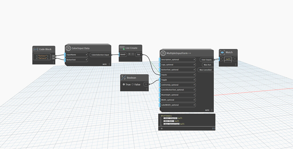 Using MultipleInputForm ++, UI box wont show up when running script - Packages - Dynamo