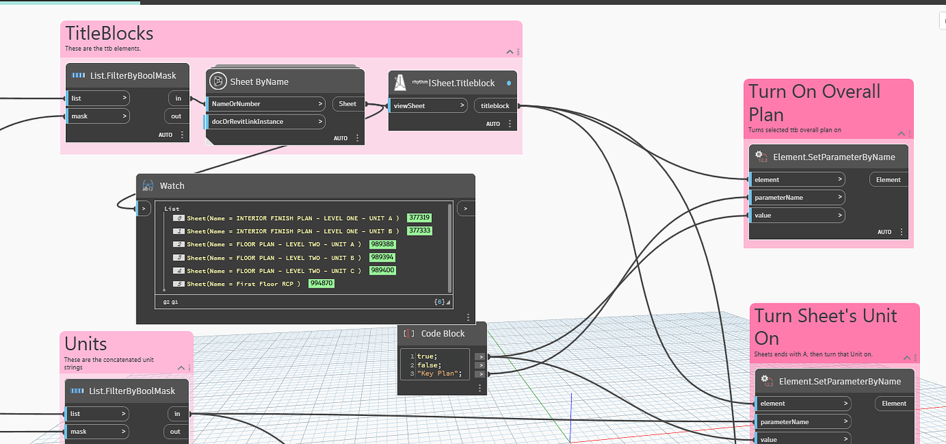 How to get and set multiple title block instance custom parameters - Revit - Dynamo
