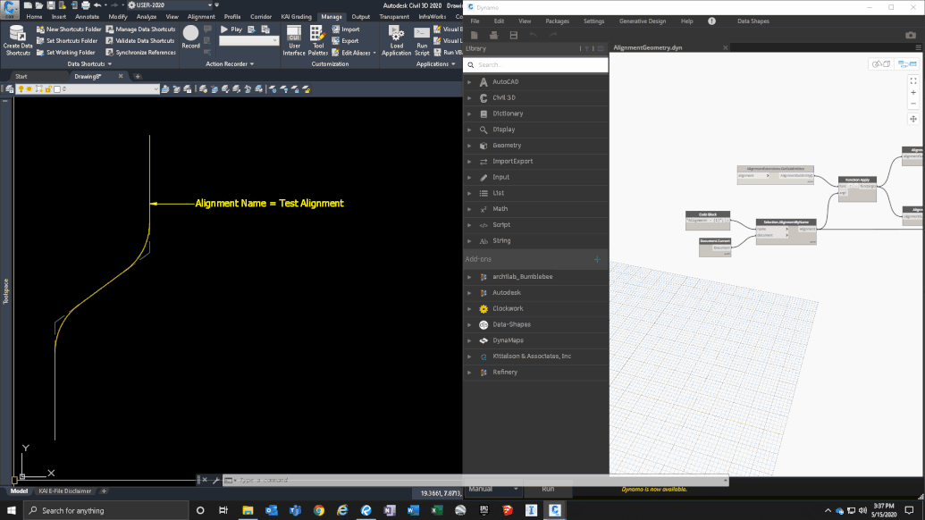 Add alignment in Dynamo - Civil 3D - Dynamo
