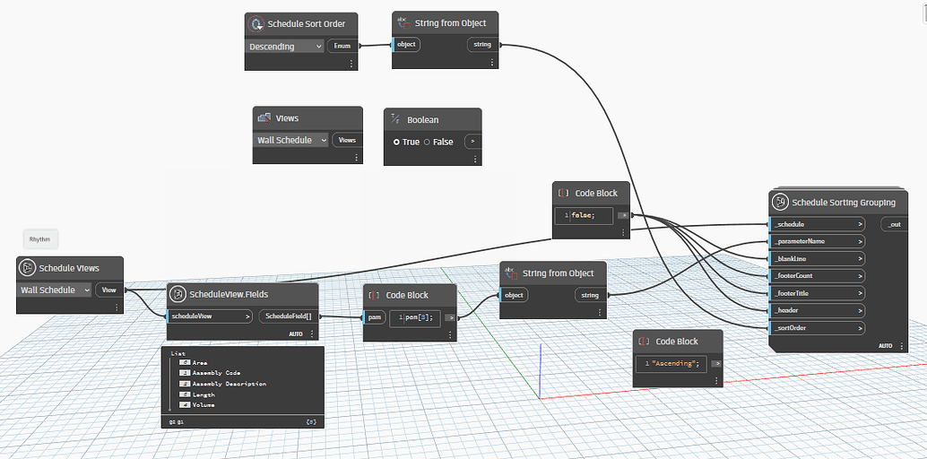 Schedule sorting and grouping - Revit - Dynamo