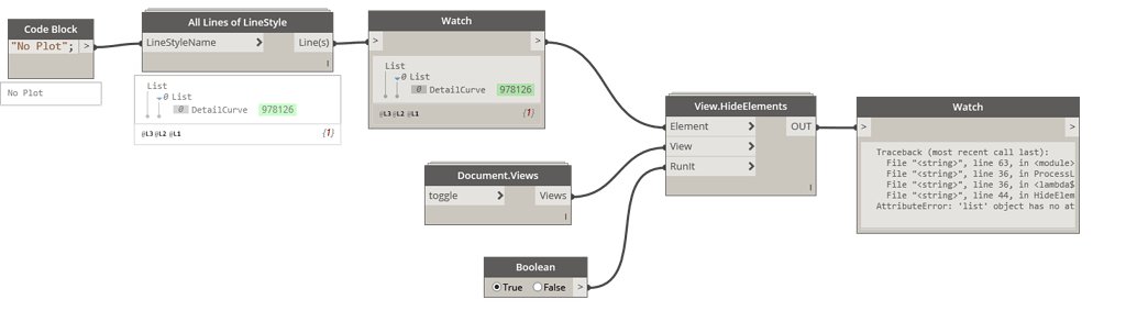 Hide Lines in View by LineStyle - Revit - Dynamo