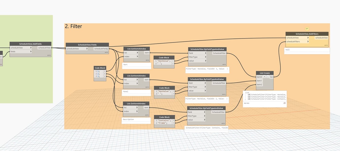 Schedule Filters not working - Revit - Dynamo