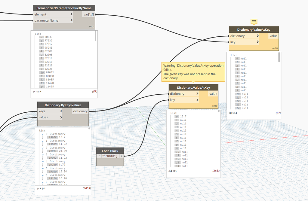 Dynamo Dictionary.valueatkey - Lists-Logic - Dynamo