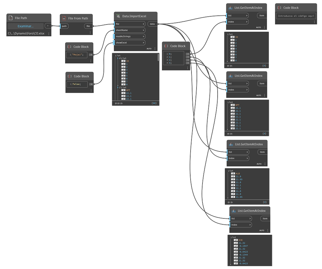 Dynamo: Fill parameters from excel - Rellenar parámetros desde excel - Dynamo Player - Dynamo