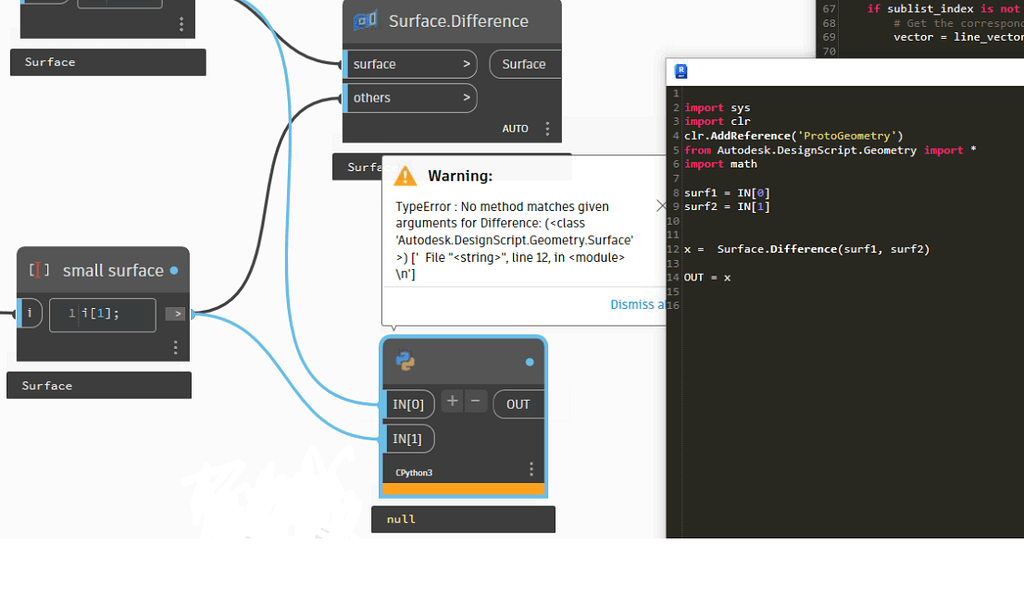 How do I use Surface.Difference in Python? - Dynamo