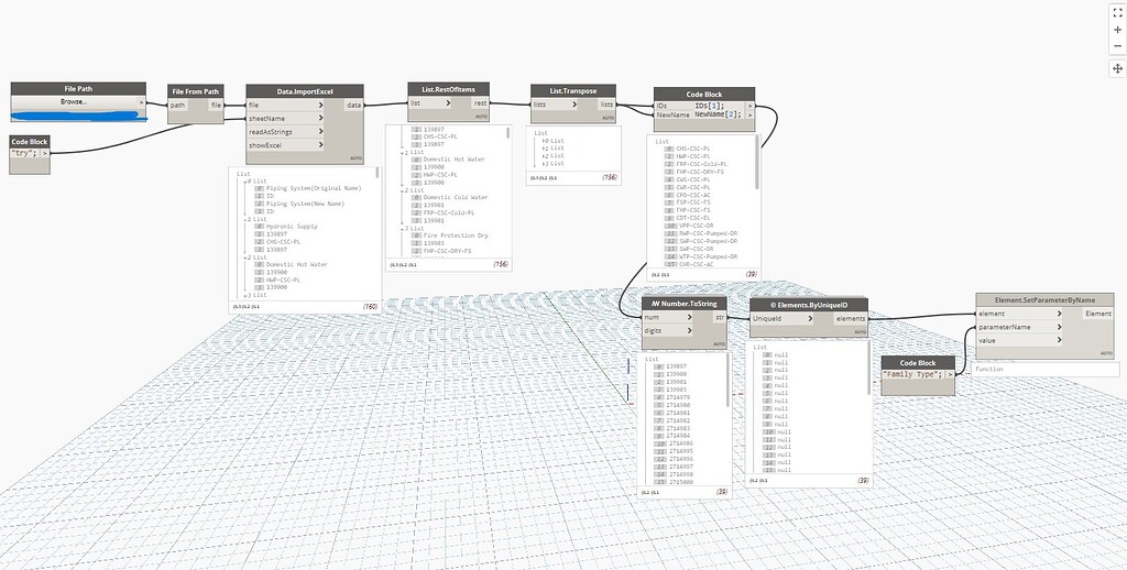 Rename Piping System with Excel - Revit - Dynamo