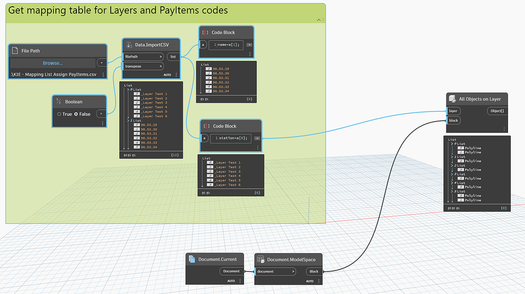 Assigning objects on specific layer to a payitem with a CSV Mapping - Civil 3D - Dynamo