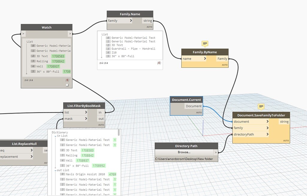 Export Selected Families/Elements - Revit - Dynamo