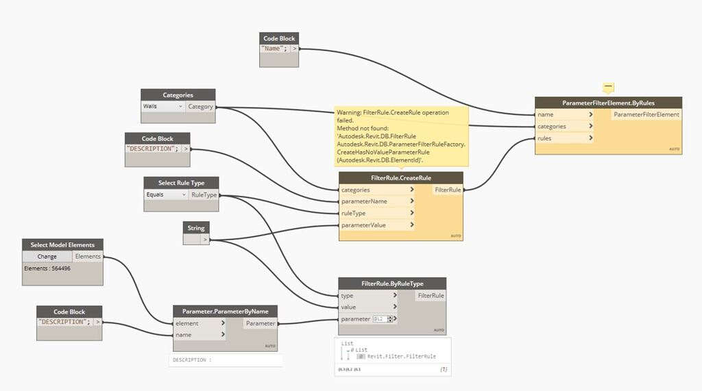 Create filter rule without parameter element - Revit - Dynamo