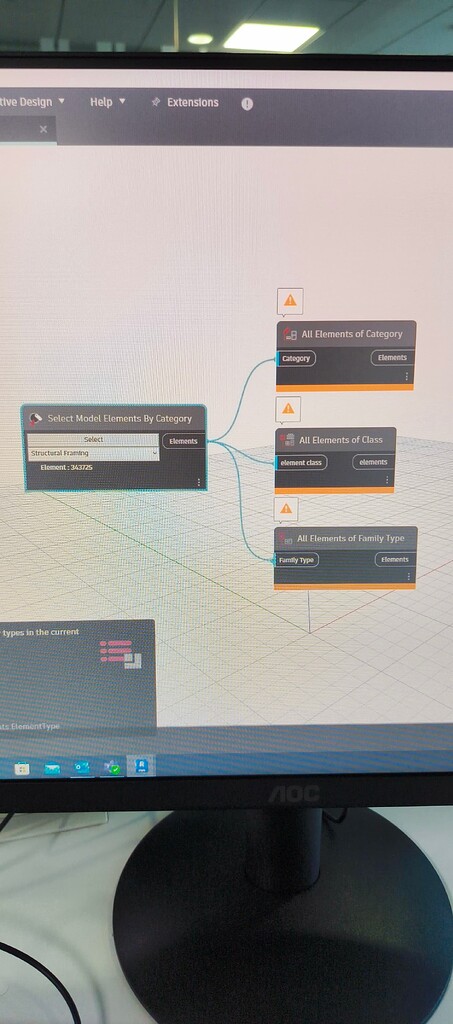 Question: how to select all beams (structural Framings) by using output of Select model element ...