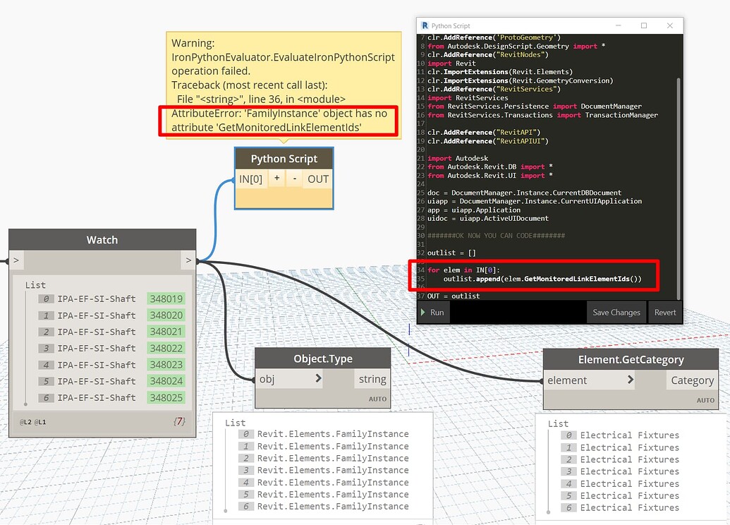Get Monitored Link Element Ids from Family Instance - Revit - Dynamo