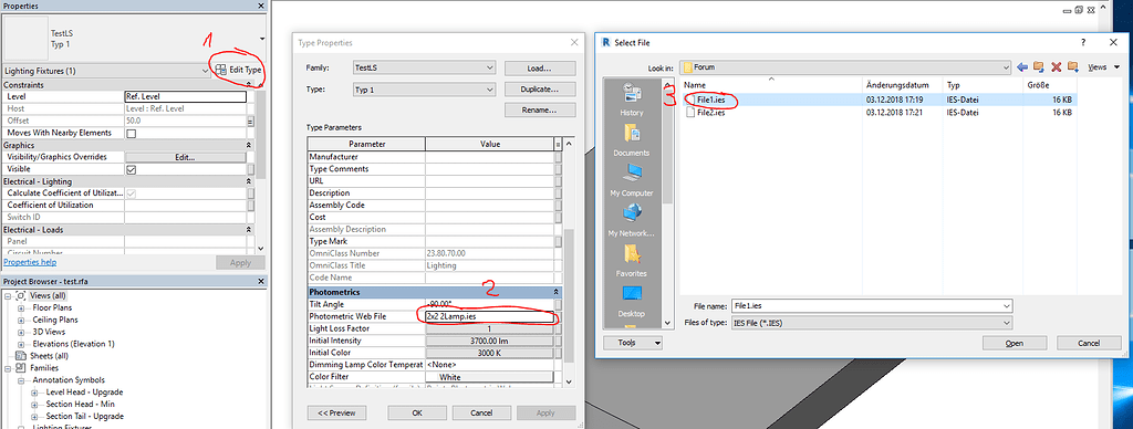 Integrate ies file into family type - Revit - Dynamo