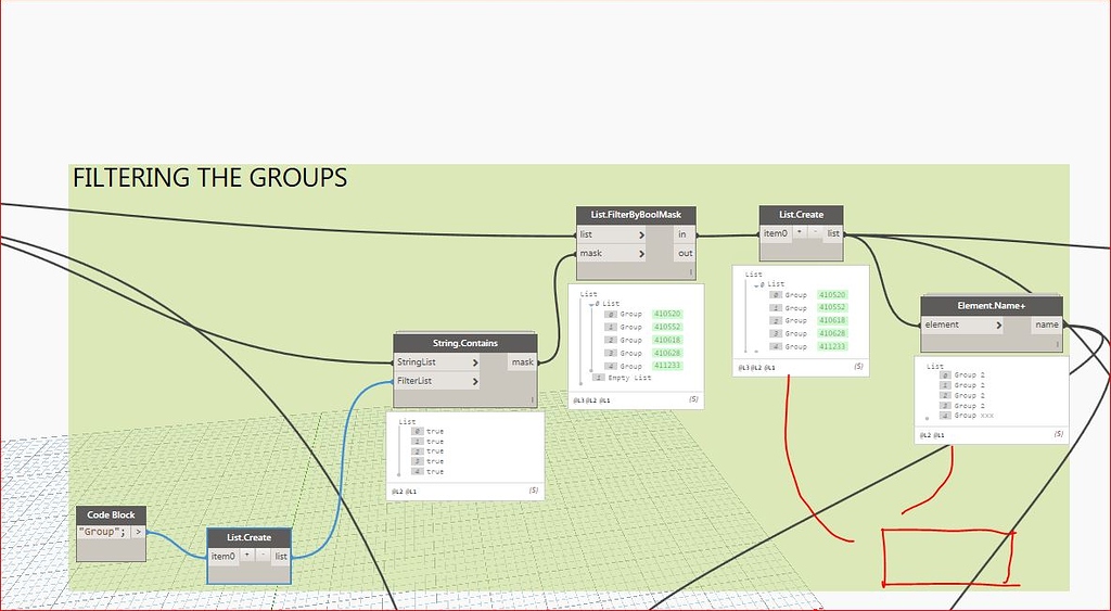 Filtering The groups - Revit - Dynamo