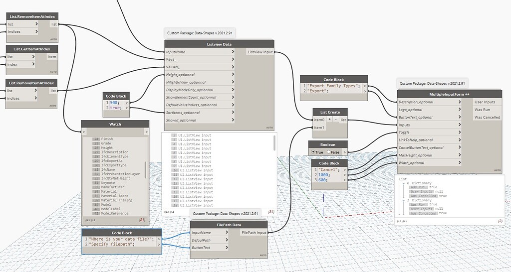 Export Revit Family Data to Excel with Data-Shapes UI - Lists-Logic - Dynamo