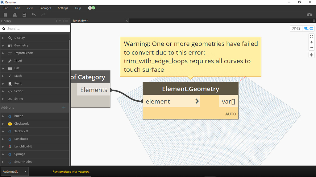 Geometries failed to convert - Revit - Dynamo