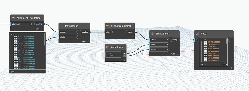 Changing decimal length to alignment stationing - Civil 3D - Dynamo