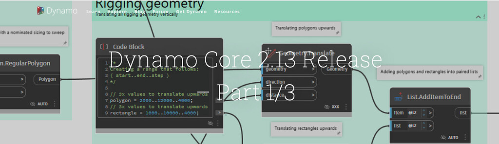 Dynamo Core 2.13 - Release (Parts 1, 2 and 3) - Share - Dynamo