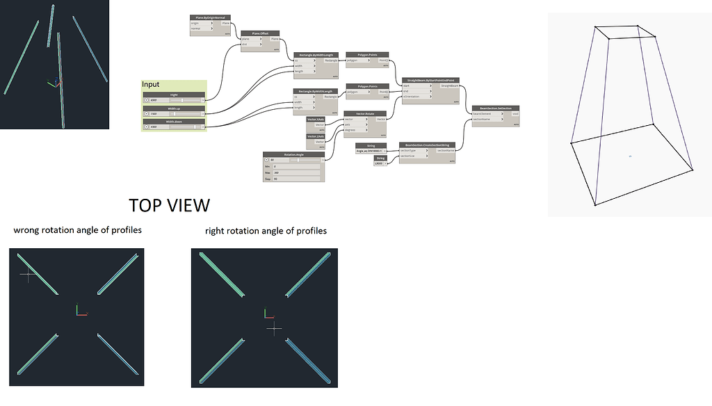 Pyramid structure - rotation angle of the profiles - Advance Steel - Dynamo