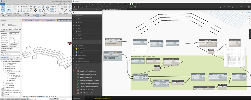 Grouping Curves Into Seating Sections For Seat Placement by point - Revit - Dynamo