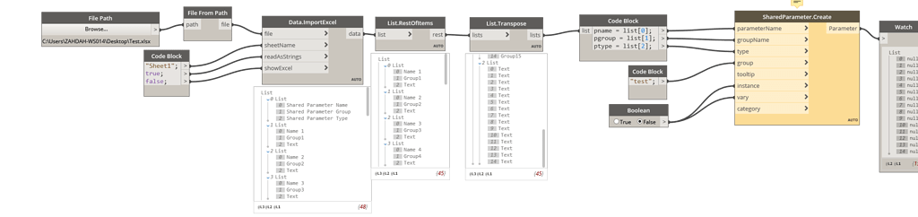 Creating shared parameters using Excel - Revit - Dynamo