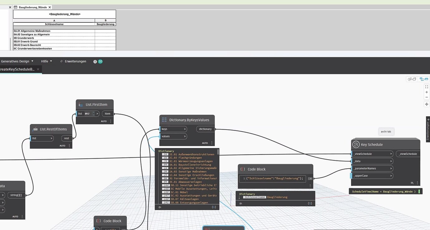 Filling a key schedule - Revit - Dynamo