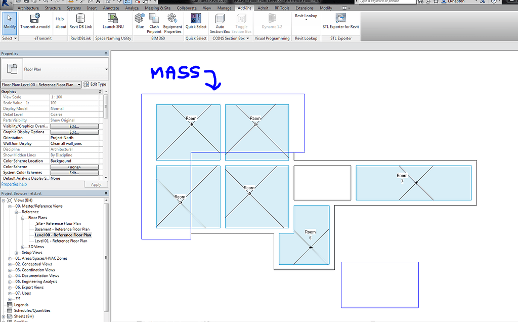 Resizing Mass Bounding Box (BoundingBox.Intersects) - Revit - Dynamo