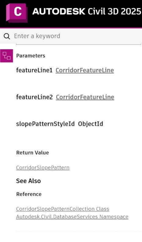 Slope pattern between two feature lines in each corridor - Civil 3D ...