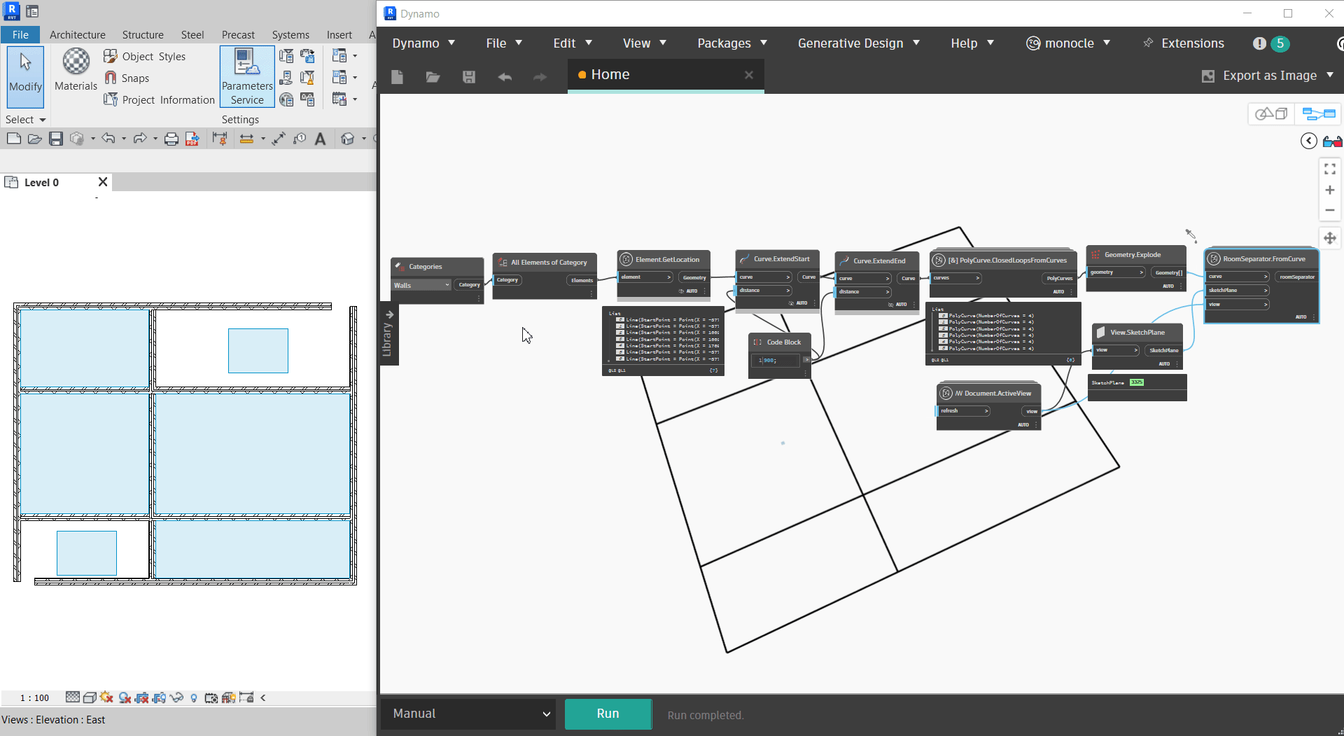 How to get the area of an unbounded room - Revit - Dynamo