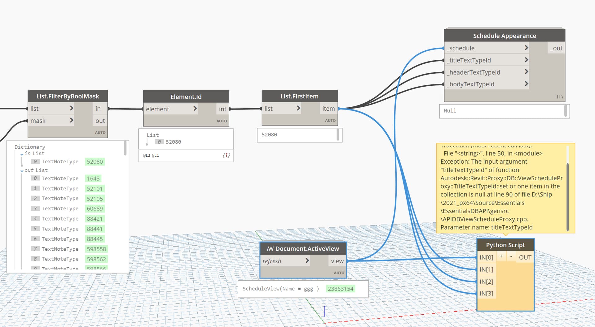 Schedule Parameters - revit - Dynamo