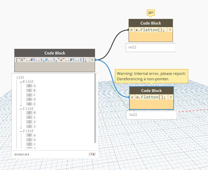 List Flatten Code Block Syntax Designscript Dynamo