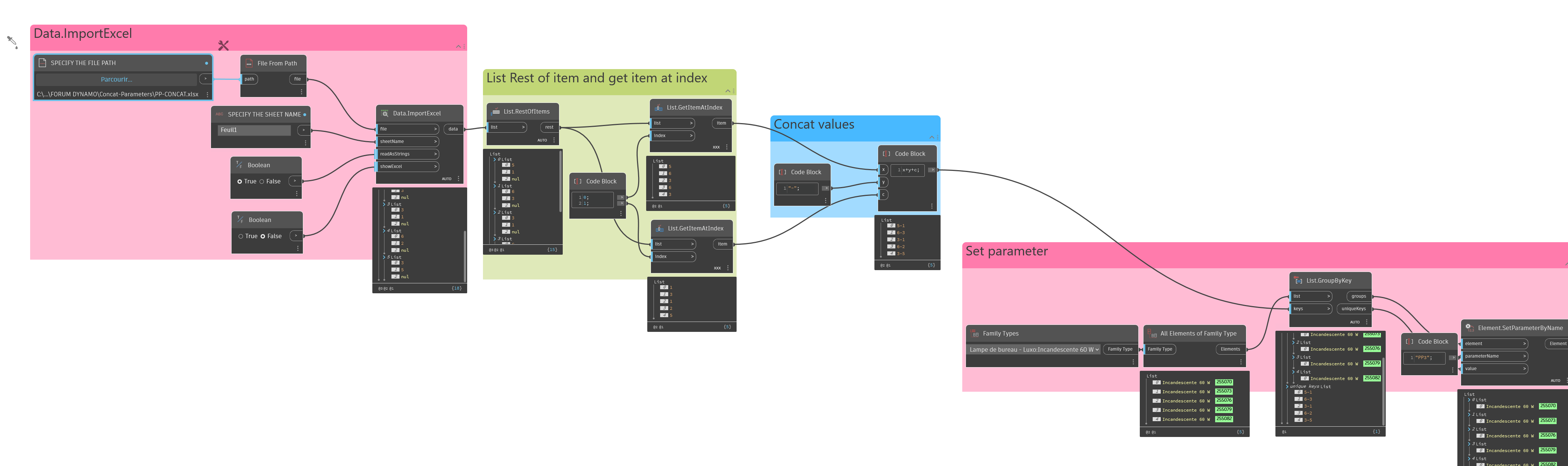 Concatenate using Dynamo / Read CSV file family editor - Revit - Dynamo
